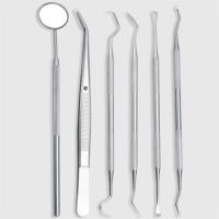 China Stainless Steel Dental Mirror Set With Sickle Tartar Scaler Teeth Pick Spatula for sale
