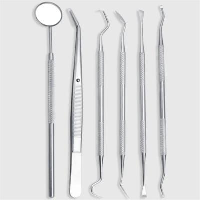 China Stainless Steel Dental Mirror Set With Sickle Tartar Scaler Teeth Pick Spatula for sale
