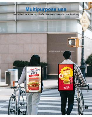 China 21.5 Inch Digital Backpack Billboard Advertising Player with 1920x1080 Resolution and 500-1000 nits Brightness for sale