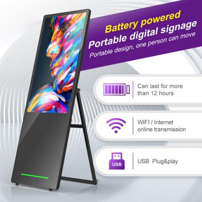 China Android Battery Powered Rechargeable Digital Signage A Type Advertising Display 1920*1080 for sale