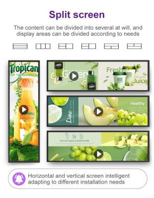 China VETO Shelf Edge Stretched Bar LCD Screen Supermarket WiFi Network Advertising Display for sale