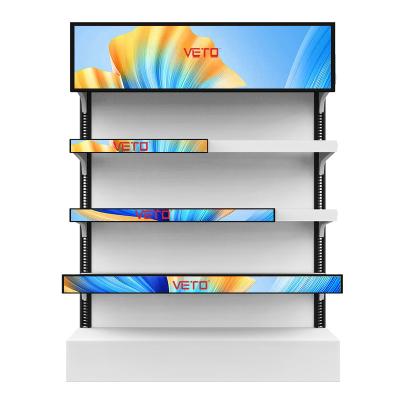 China VETO 23.1 24 29 Inch Wall Mount Digital Signage Stretched Bar LCD Smart Shelf Edge Displays Supermarket Screen for sale
