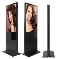 China 55 Inch Floor Standing Digital Signage Kiosk with Double 500 Nits Touch Screens and 1920x1080 Resolution for sale