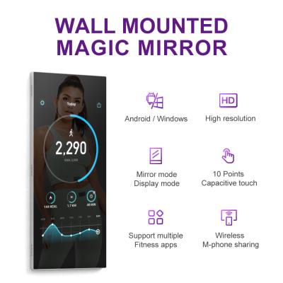 China 65-Inch Wall-Mounted Smart Exercise Mirror with 1080P Display and 70% Reflectance for Fitness & Dressing Rooms for sale