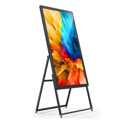 China 55-inch Portable Rechargeable Advertising Display Screen with 8+ Hour Battery Life and Fast Charging for sale