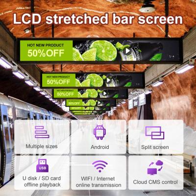 China 28.5 Inch Supermarket Shelf Advertising LCD Display with Touch Panel - 1920×540 Resolution, 500cd/m² Brightness for sale