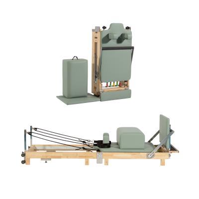 China Foldable Oak Pilates Reformer U+PL015B with Enclosed Aluminum Alloy Track for sale