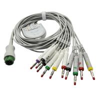 China 10 Lead Wires Biocare EKG Cable 3.6m Grey TPU Jacket With Banana 4.0 Connector for sale