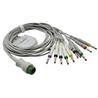 China 10 Lead Wires Biocare EKG Cable 3.6m Grey TPU Jacket With Banana 4.0 Connector for sale