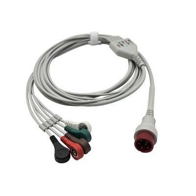 China Original 6pin ECG Cable For Zoncare 3 / 5 Leads One Piece ECG Cable Snap for sale