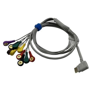 China Rencare 10 Lead ECG Holter Cable Grey TPU Material Snap End 1.1m for sale