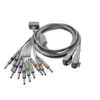 China Banana 4.0 Connector Nalong EKG Cable 3.6m Grey TPU Jacket 10 Lead Wires for sale