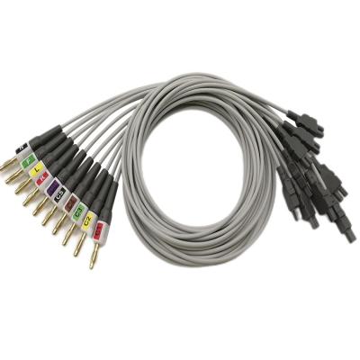 China GE CAM 14 EKG ECG Lead Wire TPU 0.9M 2016032-001 With Banana/Clamp Adapter for sale