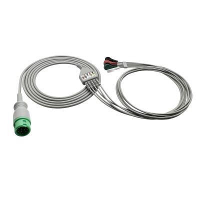 China Mindray / Edan / Goldway Ecg Trunk Cable With Lead Wires 12 Pin Snap 12 Months Warranty for sale