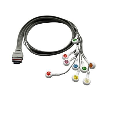 China Nihon Kohden Holter ECG Cable 10lead For  Recorder RAC-2512  1m TPU Jacket for sale