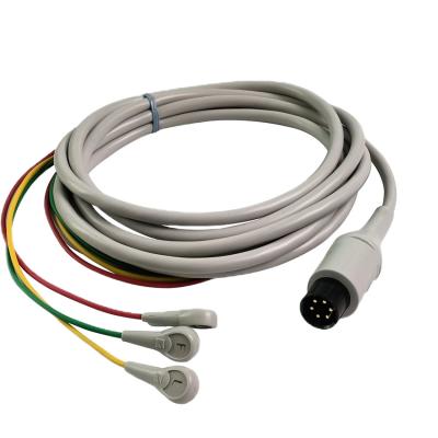 China Original Nihon Kohden 6pin One Piece ECG Patient Cable BJ-753P 3lead 3.6m for sale