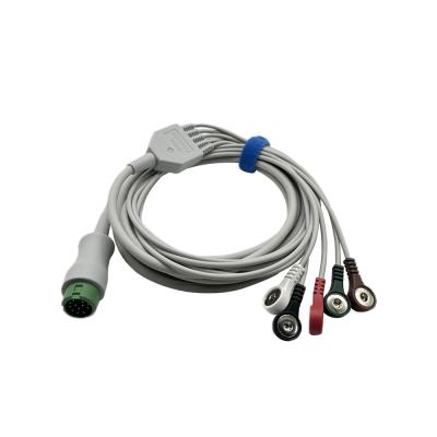 China Mindray 12pin Connector 5 Lead ECG Cable TPU Jacket EA6251B 040-000961-00 for sale