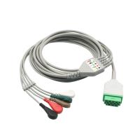China Medical Reusable GE Marqutte Holter Recorder Integrated 5 Leadwires ECG Cable With Snap for sale
