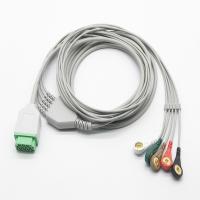 China Medical Reusable GE Marqutte Holter Recorder Integrated 5 Leadwires ECG Cable With Snap for sale