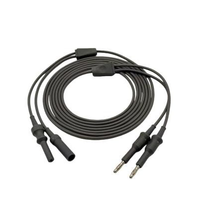 China Reusable Bipolar Coagulation Cable with 4mm Banana Plug and Medical-Grade Silicone for Electrosurgical Forceps for sale