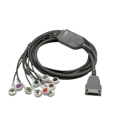 China Copper Conductor ECG Patient Cable , TPU ECG Holter Cable 10/12 Lead With Snap for sale