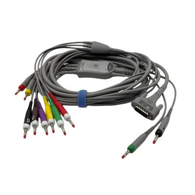 China Edan SE-1515 DX12 EKG Cable with High Conductivity, Standard Banana Connector, and Durable TPU Medical-Grade Material for sale