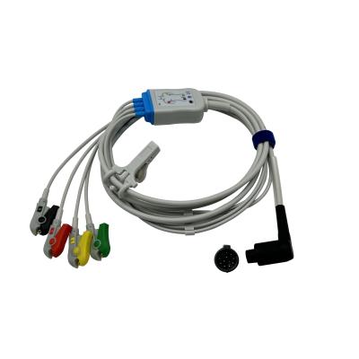China Corpuls Compatible 4-Lead ECG Patient Cable, 11-Pin 1-Piece Medical ECG Cable with Snap End for sale