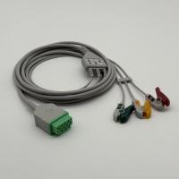 China GE 11-Pin 3-Lead ECG Cable, Compatible with AHA/IEC, Snap & Clip EKG Leadwires for sale