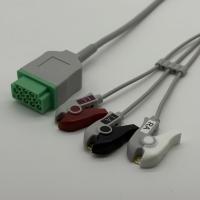 China GE 11-Pin 3-Lead ECG Cable, Compatible with AHA/IEC, Snap & Clip EKG Leadwires for sale