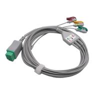China GE 11-Pin 3-Lead ECG Cable, Compatible with AHA/IEC, Snap & Clip EKG Leadwires for sale