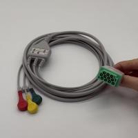 China GE 11-Pin 3-Lead ECG Cable, Compatible with AHA/IEC, Snap & Clip EKG Leadwires for sale