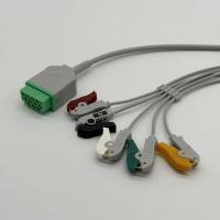 China GE 11-Pin 5-Lead ECG Cable, Compatible with AHA/IEC, Snap & Clip EKG Leadwires for sale