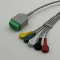 China GE 11-Pin 5-Lead ECG Cable, Compatible with AHA/IEC, Snap & Clip EKG Leadwires for sale