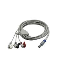China GE 7-Pin 3-Lead ECG Cable, Compatible with AHA/IEC, Snap & Clip EKG Leadwires for sale
