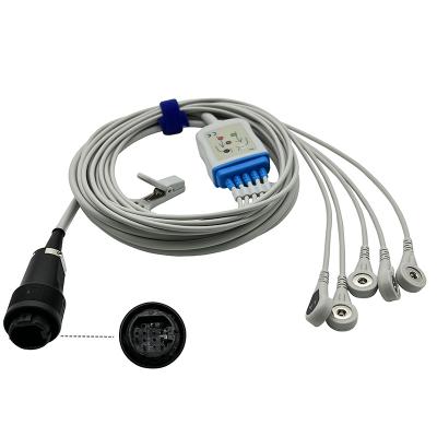 China HEYER 8 Pin 5 Lead One Piece ECG Cable, IEC Snap Electrode for sale