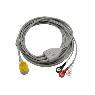 China Reusable 12 Pin 3 Lead ECG Cable Compatible with Lifegain HD1 Series Monitor for sale