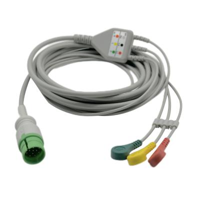 China Medical IEC Snap 3 Lead ECG Cable 13 Pin Connector Fit Mediana D100 D500 D700 Patient Monitor for sale