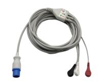 China Medical 6 Pin 3 Lead One Piece ECG Trunk Cable Fit MEK Vital Monitor, Dual Style with Snap Buttons and Alligator Clips for sale