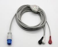 China Medical 6 Pin 3 Lead One Piece ECG Trunk Cable Fit MEK Vital Monitor, Dual Style with Snap Buttons and Alligator Clips for sale