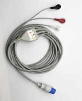 China Medical 6 Pin 3 Lead One Piece ECG Trunk Cable Fit MEK Vital Monitor, Dual Style with Snap Buttons and Alligator Clips for sale