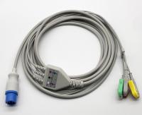 China Medical 6 Pin 3 Lead One Piece ECG Trunk Cable Fit MEK Vital Monitor, Dual Style with Snap Buttons and Alligator Clips for sale