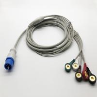 China Medical 6 Pin 5 Lead One Piece ECG Trunk Cable Fit MEK Vital Monitor, Dual Style with Snap Buttons and Alligator Clips for sale