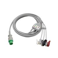 China Fukuda 12 Pin 3/5 Lead ECG Cable, AHA & IEC Standard, Alligator Clip / Snap Button EKG Lead Wire for sale