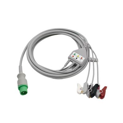 China Fukuda 12 Pin 3/5 Lead ECG Cable, AHA & IEC Standard, Alligator Clip / Snap Button EKG Lead Wire for sale