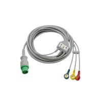 China Fukuda 12 Pin 3/5 Lead ECG Cable, AHA & IEC Standard, Alligator Clip / Snap Button EKG Lead Wire for sale