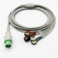 China Fukuda 12 Pin 3/5 Lead ECG Cable, AHA & IEC Standard, Alligator Clip / Snap Button EKG Lead Wire for sale