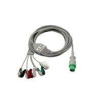 China Fukuda 12 Pin 3/5 Lead ECG Cable, AHA & IEC Standard, Alligator Clip / Snap Button EKG Lead Wire for sale