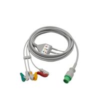 China Fukuda 12 Pin 3/5 Lead ECG Cable, AHA & IEC Standard, Alligator Clip / Snap Button EKG Lead Wire for sale