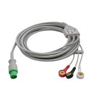 China Fukuda 12 Pin 3/5 Lead ECG Cable, AHA & IEC Standard, Alligator Clip / Snap Button EKG Lead Wire for sale