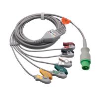 China Fukuda 12 Pin 3/5 Lead ECG Cable, AHA & IEC Standard, Alligator Clip / Snap Button EKG Lead Wire for sale